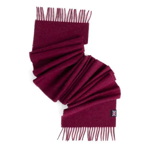 PRINCE OF SCOTS Fringed Merino Wool Scarf - Crimson