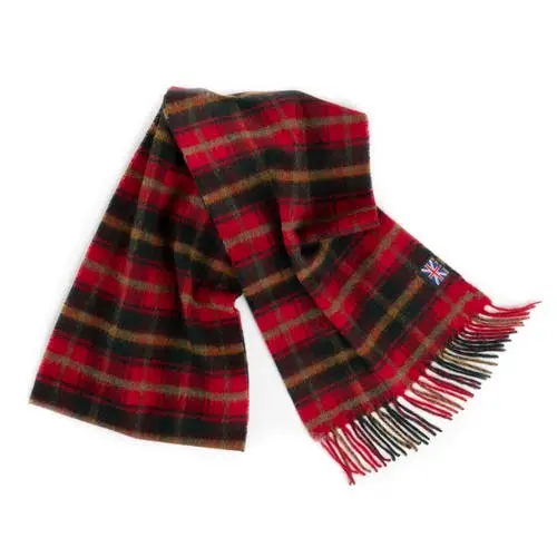 PRINCE OF SCOTS Fringed Merino Wool Scarf - Red Maple