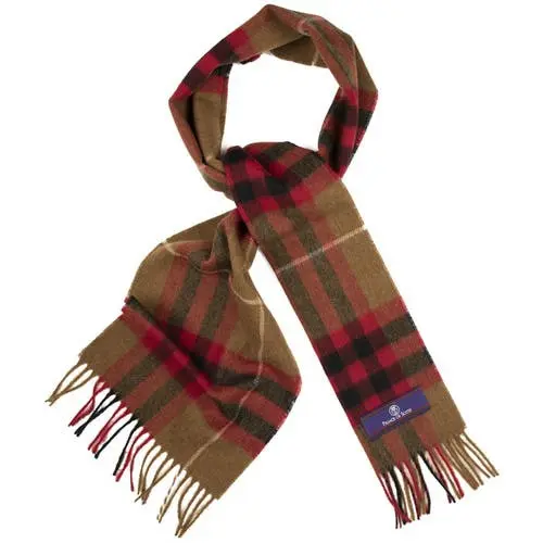 PRINCE OF SCOTS Heritage Plaid Fringed Merino Wool Scarf - Camel
