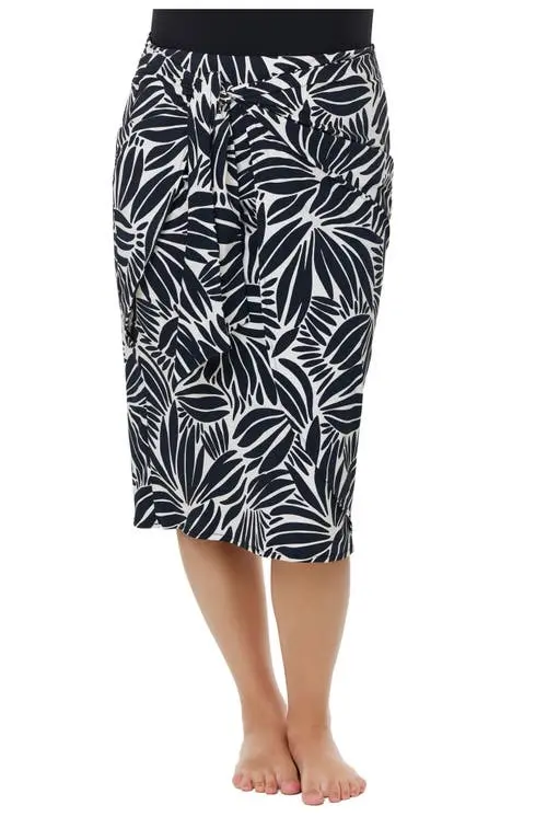 GOTTEX Faux Wrap Swim Skirt With Tie - Black-white