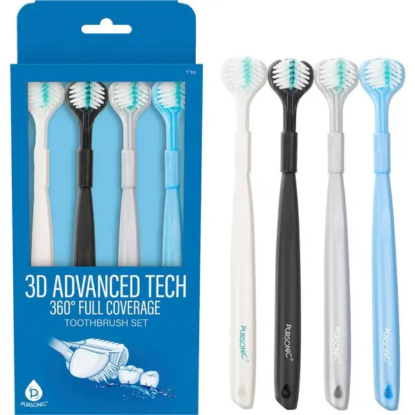 PURSONIC 3d Advanced Tech 360° Full Coverage Toothbrush Set - Blue