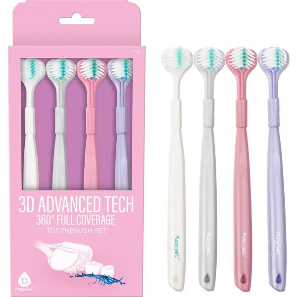 PURSONIC 3d Advanced Tech 360° Full Coverage Toothbrush Set - Pink