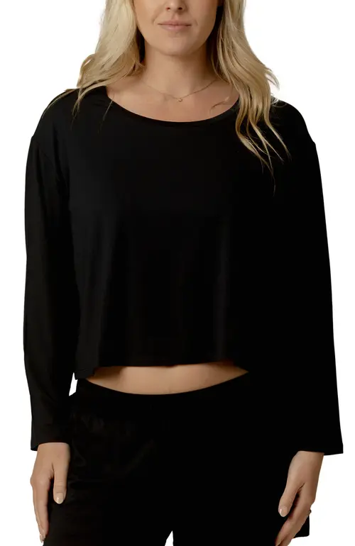 KINDRED BRAVELY Aria Long Sleeve Cropped Top - Black