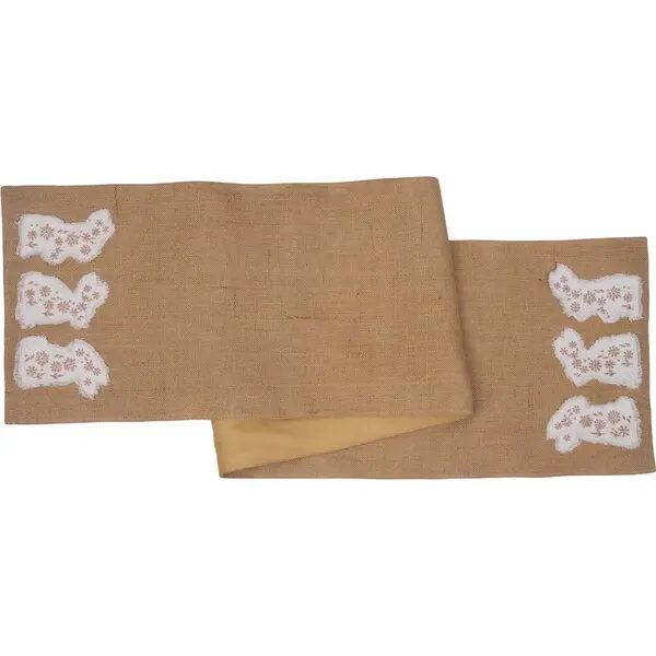 C&F HOME Easter Bunnies Trio Embroidered Burlap Table Runner 14" X 72 - Beige