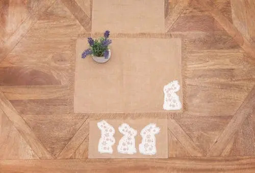 C&F HOME Easter Bunnies Trio Embroidered Burlap Table Runner 14" X 72