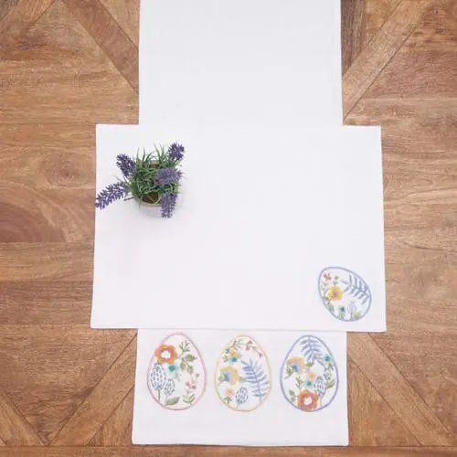 C&F HOME Floral Easter Egg 100% Cotton Embroidered Table Runner 14" X 72