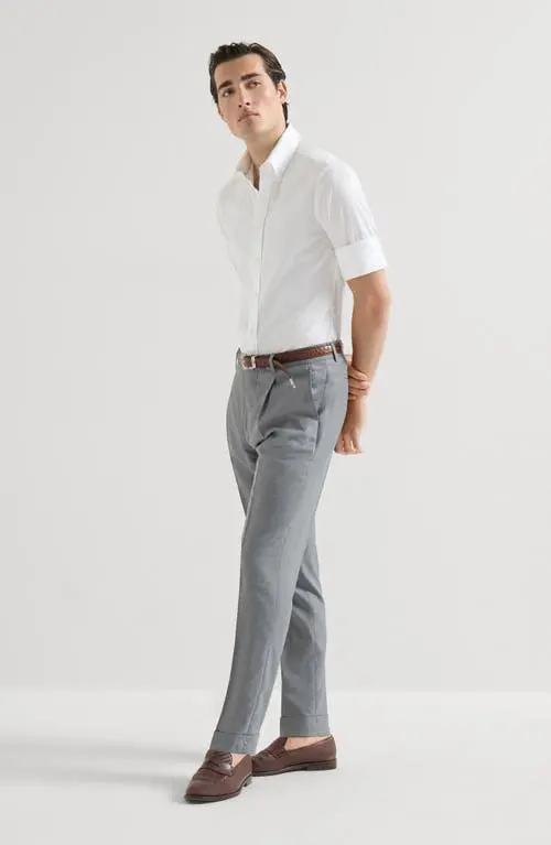 Brunello Cucinelli Leisure Fit Hopsack Trousers - Grey