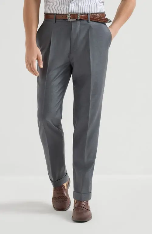 Brunello Cucinelli Super 150s Virgin Wool Batavia Trousers - Medium Grey