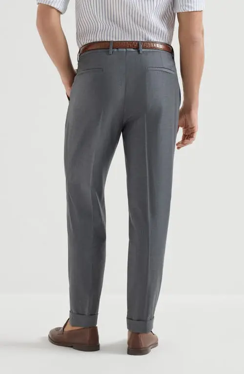 Brunello Cucinelli Super 150s Virgin Wool Batavia Trousers - Medium Grey