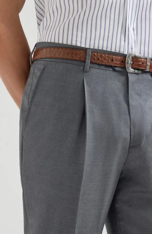 Brunello Cucinelli Super 150s Virgin Wool Batavia Trousers - Medium Grey
