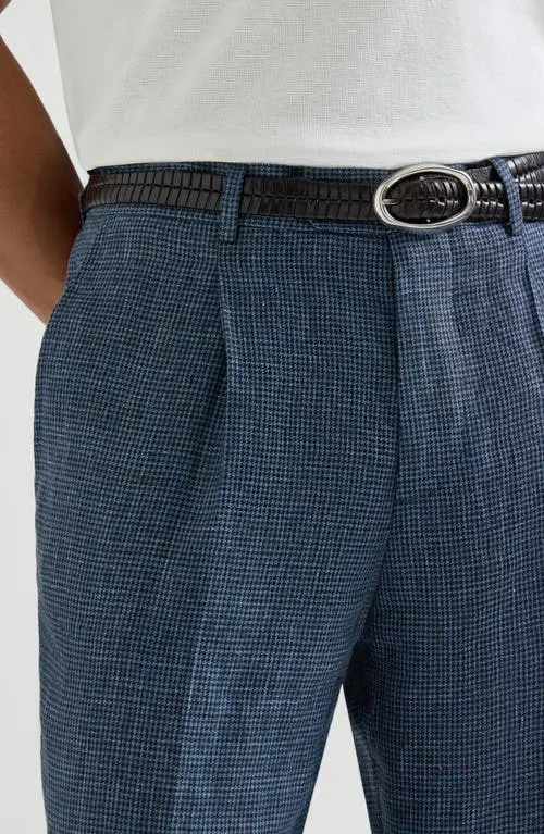 Brunello Cucinelli Houndstooth Pleated Trousers