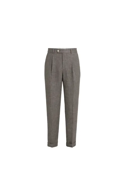 Brunello Cucinelli Houndstooth Pleated Trousers - Hazelnut