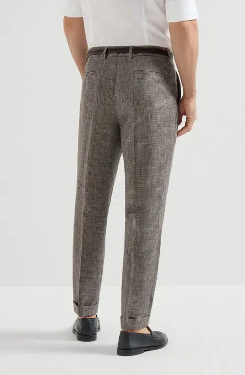 Brunello Cucinelli Houndstooth Pleated Trousers - Hazelnut
