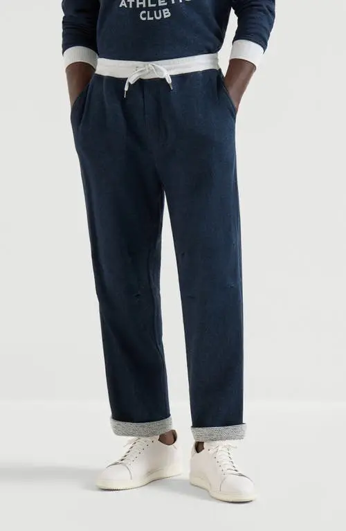 Brunello Cucinelli French Terry Trousers - Navy Blue