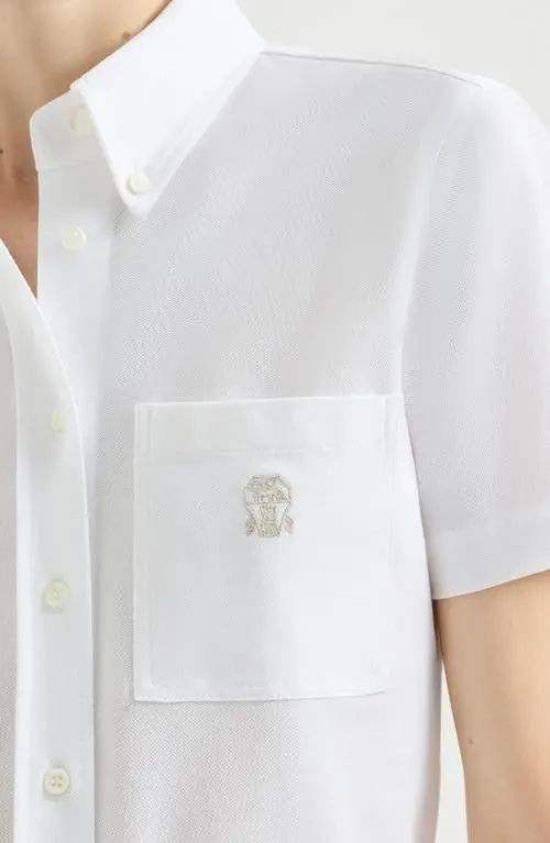 Brunello Cucinelli Short Sleeve Cotton Piqué Shirt