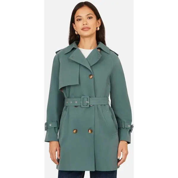 YUMI Belted Trench Coat - Blue