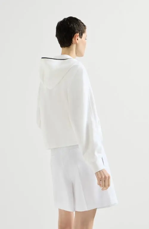 Brunello Cucinelli Hooded Cotton Piqué Sweatshirt With Logo - White