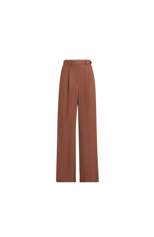 Brunello Cucinelli Fluid Twill Wide Trousers With Monili