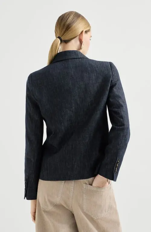 Brunello Cucinelli Denim-effect Twill Blazer - Dark Denim