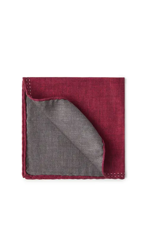 Brunello Cucinelli Silk Pocket Square - Bordeaux