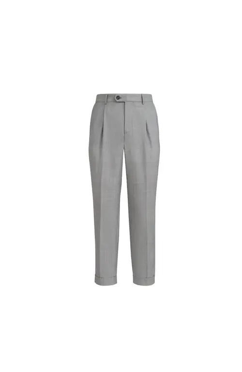 Brunello Cucinelli Prince Of Wales Virgin Wool Trousers - Grey