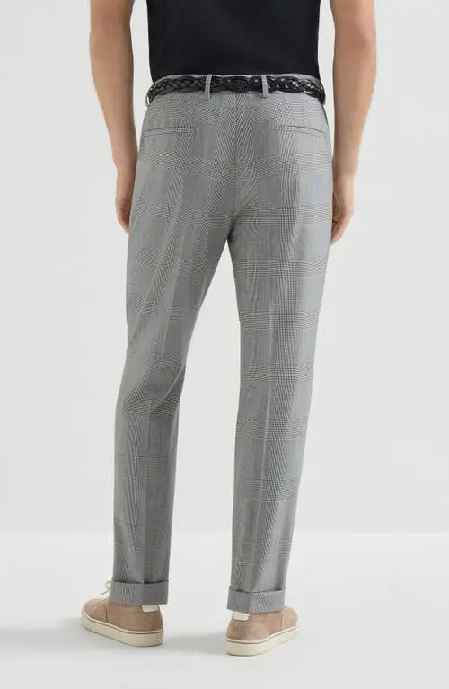 Brunello Cucinelli Prince Of Wales Virgin Wool Trousers - Grey