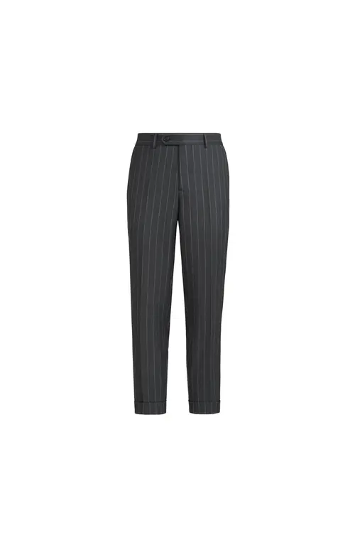 Brunello Cucinelli Wide Chalk Stripe Pure Wool Trousers - Grey