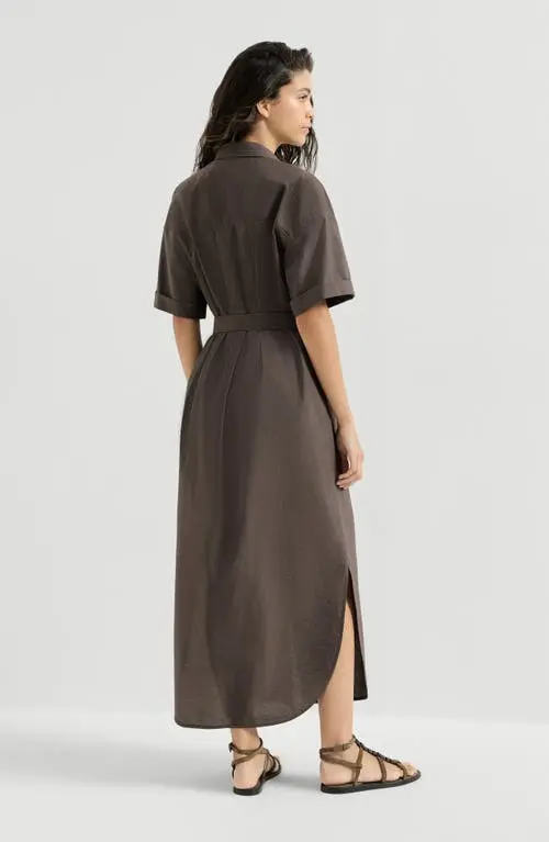 Brunello Cucinelli Dress With Seabed Embroidery - Brown