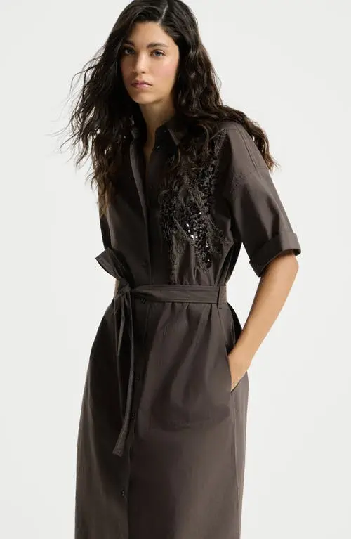 Brunello Cucinelli Dress With Seabed Embroidery - Brown