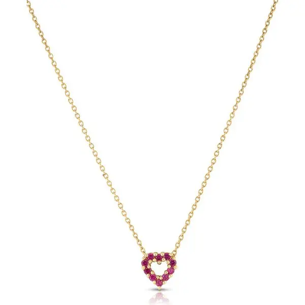 Roberto Coin 18k Gold Diamond And Ruby Heart Pendant Necklace - Yellow Gold