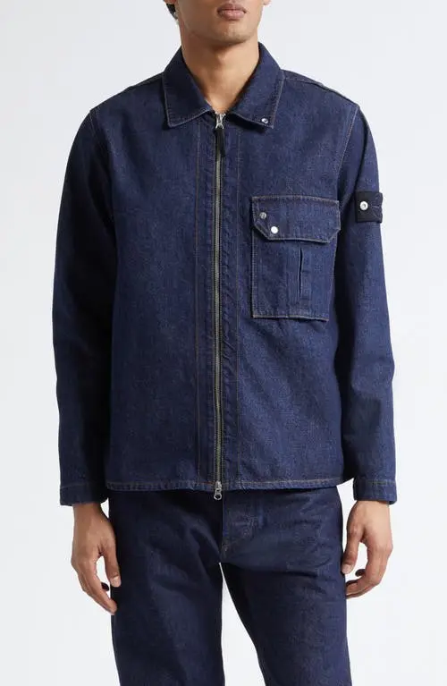 Stone Island Denim Zip Jacket - Blue Rinse