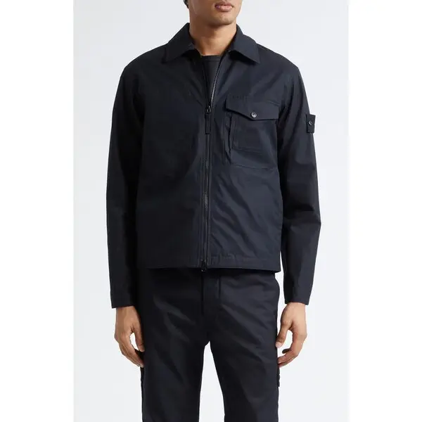 Stone Island Cotton Canvas Zip Jacket - Black