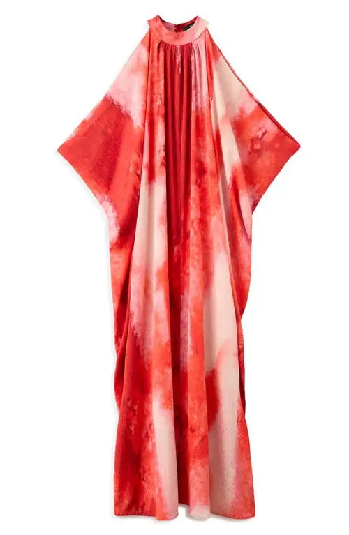 Mango Printed Cold Shoulder Maxi Dress