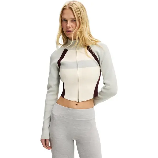 Cotton:on Active Spliced Knit Zip Through - Light Grey Marle Coconut