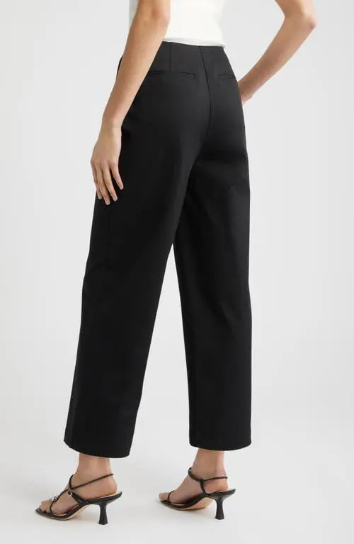 Nordstrom High-waist Wide-leg Stretch Cotton Pants - Black