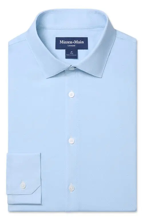 Mizzen+main Leeward Trim Fit Light Blue Microdot Stretch Button-up Shirt - Cloud Blue Micro Dot