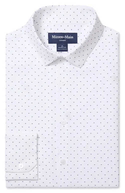 Mizzen+main Leeward Trim Fit Neat Dot No Tuck Button-up Shirt - Navy Stacked Geo