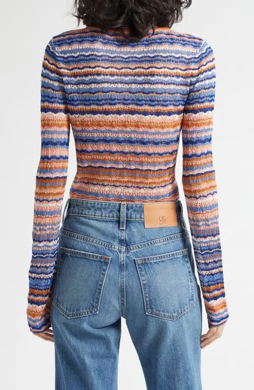 Ulla Johnson Lunaire Pointelle Stripe Knit Top