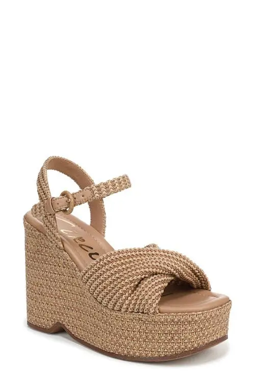 CIRCUS NY BY SAM EDELMAN Joanne Ankle Strap Platform Wedge Sandal - Amber Sand/natural