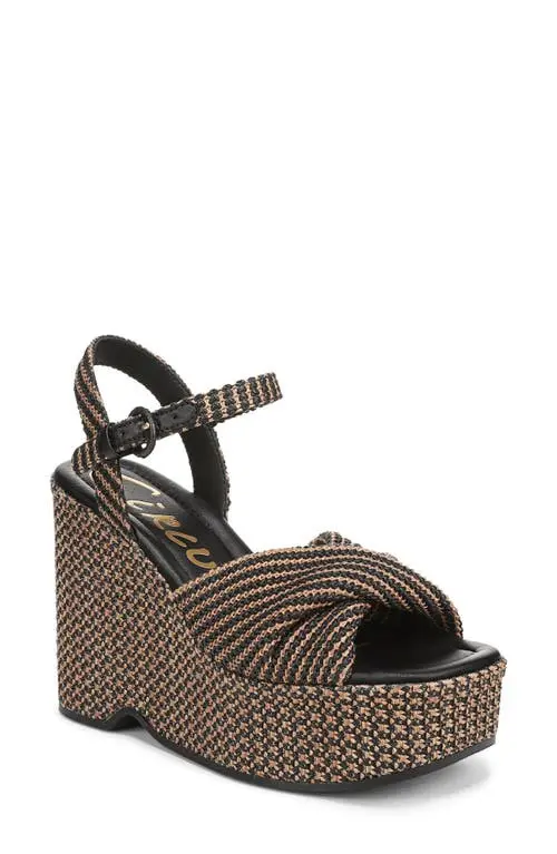 CIRCUS NY BY SAM EDELMAN Joanne Ankle Strap Platform Wedge Sandal - Black/rich Cognac