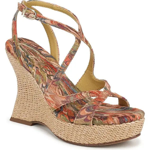 CIRCUS NY BY SAM EDELMAN Trina Platform Wedge Sandal - Sunbaked Orange Multi