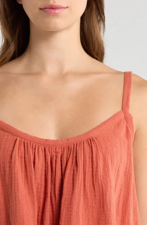 Elan Tie Strap Cotton Gauze Cover-up Top - Cayenne