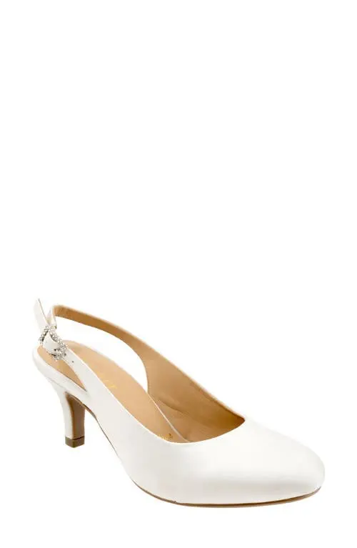 Trotters Lexi Slingback Pumps - White Satin