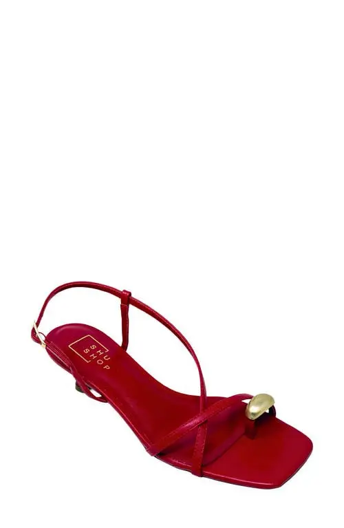 SHU SHOP Harper Slingback Kitten Heel Sandal - Red