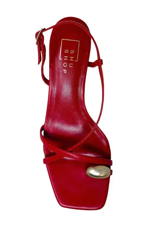 SHU SHOP Harper Slingback Kitten Heel Sandal - Red