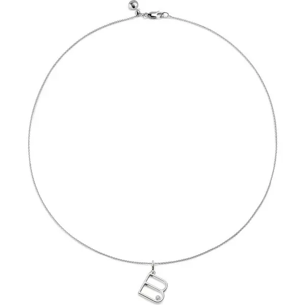 Monica Vinader Lab-grown Diamond Initial Pendant Necklace - Sterling Silver B