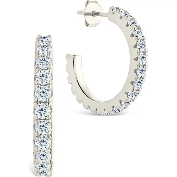 Sterling Forever Cubic Zirconia Hoop Earrings - Silver