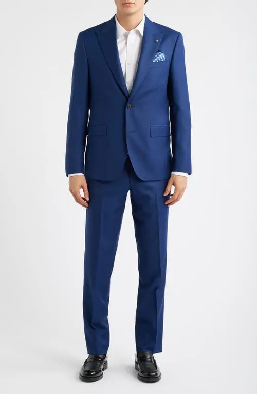 JACK VICTOR Engel Medium Peak Lapel Wool Suit - Blue