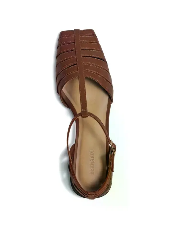 Bernardo Brighton T-strap Flat Pumps - Brown