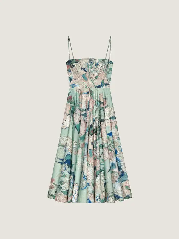 Givenchy Sliced Long Dress In Roses Print Poplin
